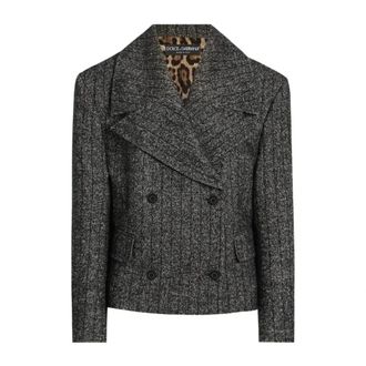 Dolce & Gabbana Femme, Vestes, Gris, Taille: 38 FR Blazer crois&eacute; en tweed