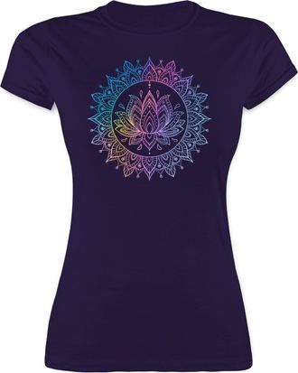 Shirtracer Shirt Damen - Yoga - Mandala Lotusblume I Spirituelle Meditation I Pilates Lotus Entspannung - L - Lila - t-Shirt Yoga-Shirts Joga Wellness Tshirt Shi