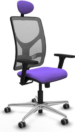 Piqueras y Crespo Arbeitsstuhl mit Armlehnen, h&ouml;henverstellbarer Lendenwirbelst&uuml;tze und festem Kopfteil, ausgestattet mit Sincro 3 Positionen und Schneideschaum, Grau/L