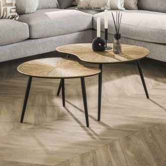 M&S Collection Lot de 2 tables basses 58 et 17 cm en métal doré et noir