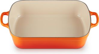 LE CREUSET Le Creuset Signature Gusseisen-Bratreine, 33 cm, Rechteckig, Für alle Herdarten und Induktion geeignet, Volumen: 4,9 l, 3,85 kg, Ofenrot, 201843309024