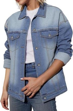 Generic Vestes pour femmes 2026 The Plus Veste en jean d&eacute;lav&eacute;, bleu, XXL