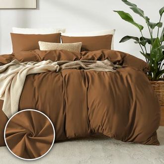 Puredown 1PCS Housse de Couette 135x200cm + 1PCS Taies doreiller 80x80cm, Sets de Housse Couette en Microfibre, Parure de Lit, Oeko-TEX, Couleur Citrouille