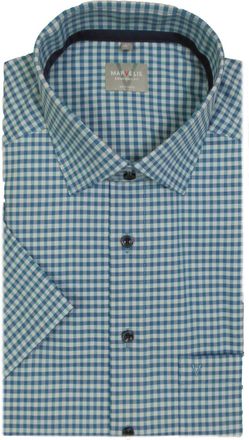 Marvelis Herrenhemd | Comfort Fit | Kurzarm 12 cm | Karo Grün| New Kent Kragen | Gr. 43