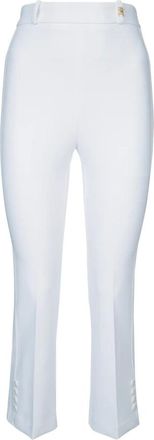 Elisabetta Franchi Femme, Pantalons, Blanc, Taille: 38 FR Pantalon Cr&ecirc;pe Stretch Double &Eacute;paisseur