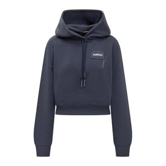 Marni Femme, Sweatshirts et sweats &agrave; capuche, Bleu, Taille: 34 FR Cropped Sweat &agrave; capuche