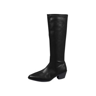 Generic Bottes d&eacute;quitation confortables &agrave; enfiler pour femme - Style d&eacute;contract&eacute; - Bout pointu - Fermeture &eacute;clair lat&eacute;rale, Noir, 36.5 EU