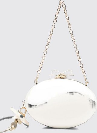 Self Portrait Ovale Mini-Clutch aus Satin mit Kristallen und Metallnetzgriff