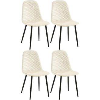 Clp Ensemble de 4 chaises de crème Giverny, velours