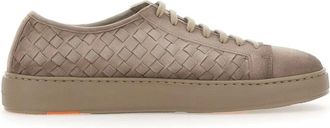Santoni Homme, Chaussures, Beige, Taille: 40 1/2 EU Woven Suede Baskets