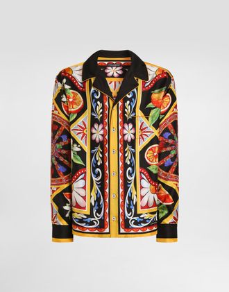 Dolce & Gabbana Hemd Aus Seidentwill Mit Carretto-print - Mann Hemden Multicolor 37