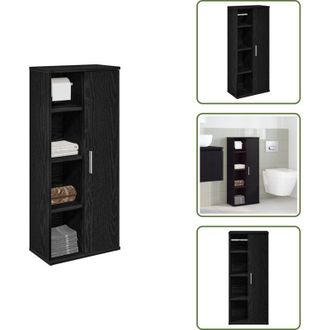 vidaXL Meuble de salle de bain avec porte-rouleau noir 39x22x90 cm - Meuble De Salle De Bain - Meubles De Salle De Bain - Meuble De Rangement De Salle De