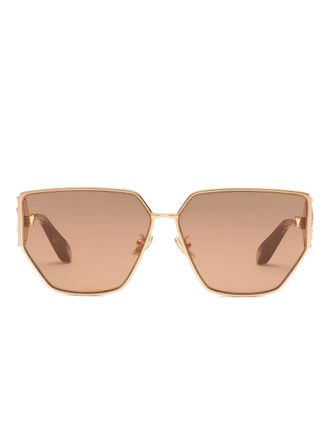 Roberto Cavalli lunettes de soleil &agrave; plaque logo - Marron