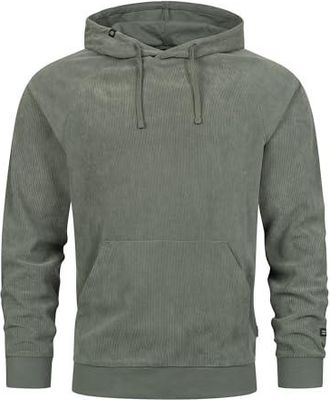Indicode INNemoto - Pull à capuche pour homme - Aspect velours côtelé - Sweat à capuche pour homme, Castor Gray, S