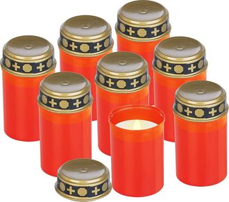 Pearl LED Grableuchte: 8er-Set flackernde Grablicht-LED-Kerzen, Batteriebetrieb, 12 cm hoch (Grablicht mit Flackereffekt, mit Batterie klein, Solarleuchten)