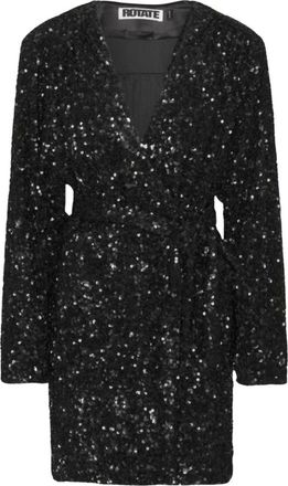 Rotate Rotate Birger Christensen, Femme, Robes, Noir, Taille: 36 FR Robe Courte Portefeuille &agrave; Sequins