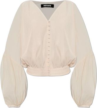 Rotate Rotate Birger Christensen, Femme, Blouses et Chemises, Beige, Taille: 40 FR Top &agrave; col en V