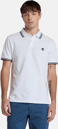 Timberland Kurz&auml;rmeliges Oyster River Poloshirt mit Streifendesign f&uuml;r Herren in Wei&szlig;, Herren, Wei&szlig;, Gr&ouml;&szlig;e