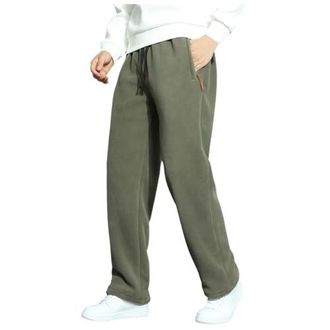 Generic Pantalon de jogging pour homme - Pantalon dhiver rembourr&eacute; en agneau - Pantalon &eacute;pais pour homme - Pour lext&eacute;rieur, les voyages, les loisirs, Vert arm