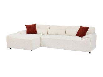 Vente-Unique Ecksofa - Ecke Links - Chenille-Stoff - Beige - OVILIO