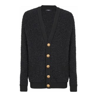 Balmain Homme, Pulls, Noir, Taille: M Cardigan en Tweed