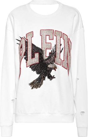 Philipp Plein Femme, Sweatshirts et sweats &agrave; capuche, Blanc, Taille: 40 FR SweaT-shirt Ls Eagle