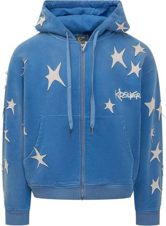 KidSuper Studios Homme, Sweatshirts et sweats &agrave; capuche, Bleu, Taille: M Stars Patchwork Hoody