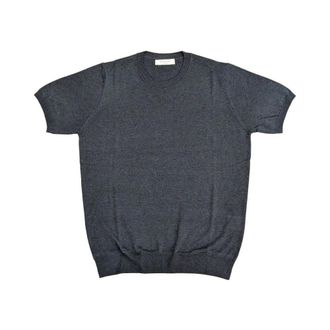 Ferrante Blauer Rundhalsausschnitt Weicher Baumwollseiden-Jersey - - Tops - Herren - Blau - L