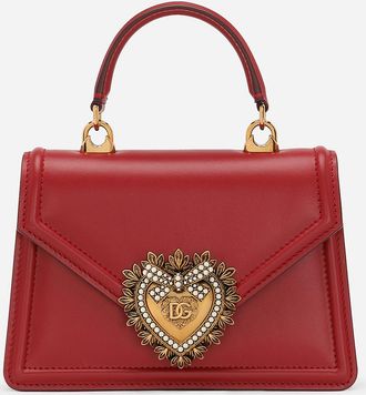 Dolce & Gabbana Kleine Devotion Tasche Aus Glattem Kalbsleder - Frau Schulter- Und Umh&auml;ngetaschen Rot Leder Onesize