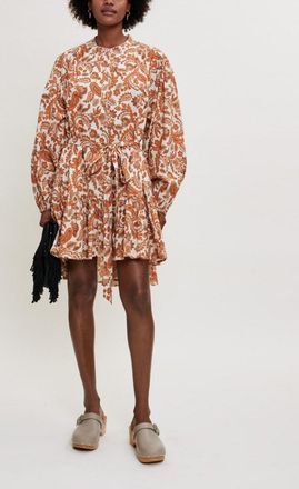 Maje Kleid Mit G&uuml;rtel Aus Bedruckter - Orange - Gr&ouml;&szlig;e 32 - Maje