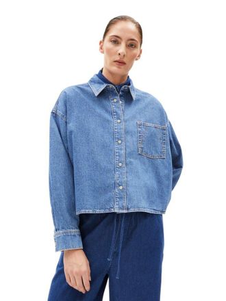 Armedangels Langarmbluse blau,Casual,Baumwolle,Unifarben,Hemdblusenkragen,Lang,Oversized