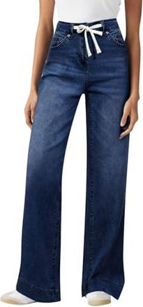 Generic Jeans Femme Taille Haute Jeans &Eacute;lastique Confortable Denim Pantalon Confortable Push Up Pantalon avec Poches Mode Casual Style Baggy pour Bureau, Lois