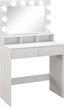 HOMCOM Schminktisch mit Hollywoodspiegel, Schminktisch mit Schubladen, 3 Beleuchtungsmodi, 10 Gl&uuml;hbirnen, moderner f&uuml;r Schlafzimmer, Wohnzimmer, 80 x 40 x 13