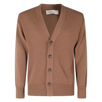 Gran Sasso Homme, Pulls, Brun, Taille: S Comfort Fit Cardigan en maille fine &agrave; col en V