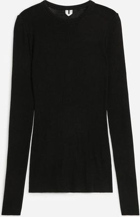 Arket Lang&auml;rmliges Oberteil Aus Merinowolle -Schwarz