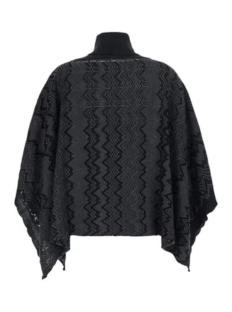 Missoni Womens Poncho Black Wool Blend Viscose Coat
