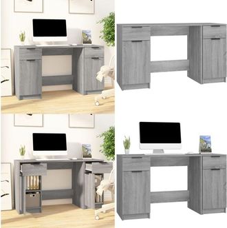 vidaXL Vidaxl - Schreibtisch mit Beistellschrank Grau Sonoma Holzwerkstoff - Bürostuhl - Schreibtisch - Homeoffice - Holzwerkstoffmöbel - Grau - Home &