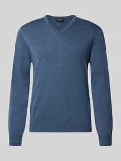 Maerz Regular Fit Strickpullover aus reiner Schurwolle mit V-Ausschnitt