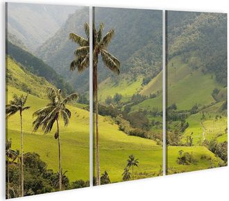 Islandburner Leinwandbild Wandbild von Wachspalmen im malerischen Cocora Tal Kolumbien - Leinwand 130x80cm - 3 Teile