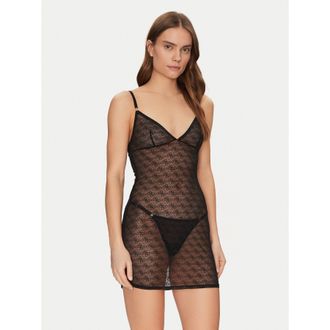 Guess Nachthemd O5RX02 KCLB0 Schwarz Slim Fit