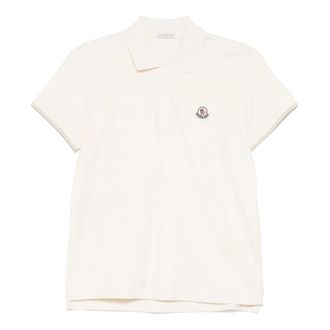 Moncler Femme, Tops, Blanc, Taille: 40 FR Logo Patch Cotton Piquet Polo
