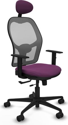 Piqueras y Crespo B&uuml;rostuhl aus blauem Netzstoff mit 1D-Armen, h&ouml;henverstellbarer Lendenwirbelst&uuml;tze und festem Kopfteil, ausgestattet mit Syncro/Traslack und injiziert