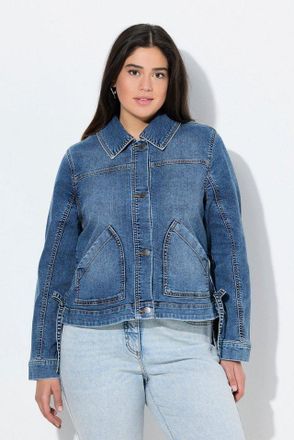 Ulla Popken Sommerjacke Jeansjacke R&uuml;ckendruck Oversized Hemdkragen
