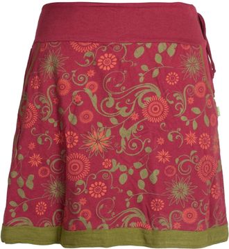 vishes Alternative Bekleidung - Damen Lagen-Look Blumen-Rock mit Mandalas und Tribals Bedruckt dunkelrot 34-36