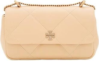 Tory Burch Tory Burch Hobo Bags - Kira Diamond Quilt Pave Mini Flap Bag - Gr. unisize - in Beige - für Damen