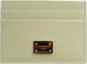 Dolce & Gabbana Femme, Accessoires, Vert, Taille: ONE Size Porte-cartes en cuir de veau Dauphine