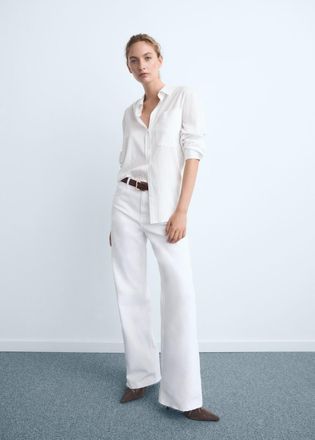 Mango Danila High-Waist Wide-Leg Jeans wei&szlig; - Damen - 40 - MANGO