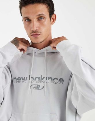 New Balance Trackside - Sweat &agrave; capuche en tissu &eacute;ponge - Gris