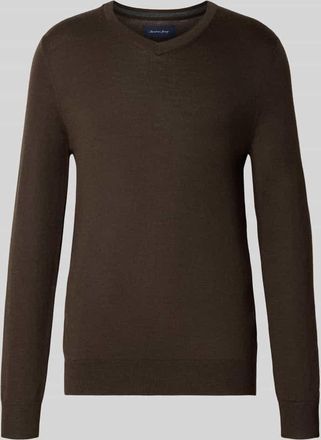 Christian Berg Strickpullover aus Woll-Mix mit V-Ausschnitt