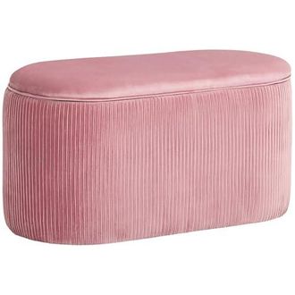 HOMCOM Sitzbank Polsterbank mit Stauraum Truhenbank f&uuml;r Wohnzimmer franz&ouml;sische Stil Samt elegant Rosa 81 x 40 x 41 cm